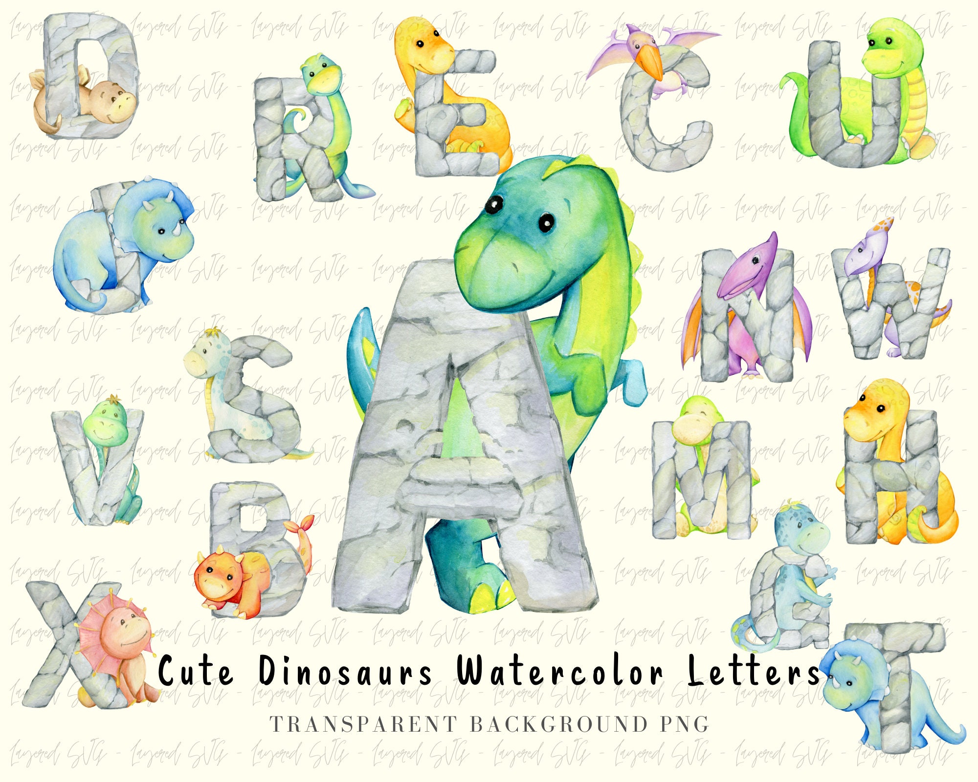 Dino Alphabet Clipart, Dinosaur Kids Alphabet, Sublimation Monogram ...
