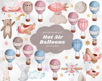 Air Transport Watercolor Clipart, Airplane Clip Art, Nursery Decor ...