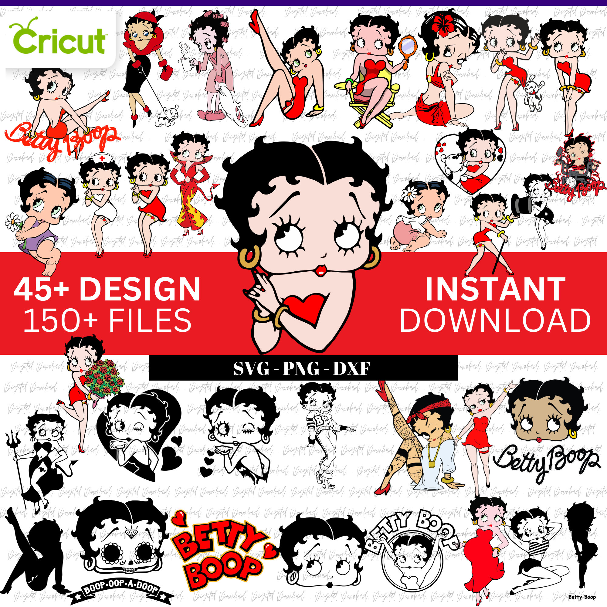 Betty Boop SVG Bundle,betty Boop Layered,svg, Easy Cut,tshirt Print ...