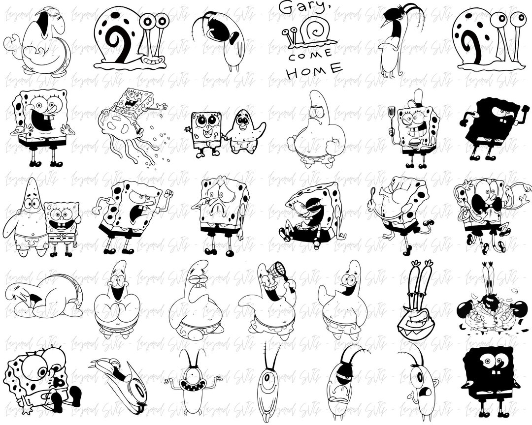 Spongebob Layerd Outlines SVG Files for Cutting Machines - Etsy Australia