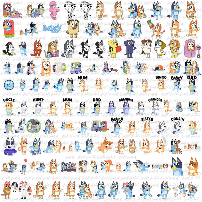 BLUEY BINGO BUNDLE Svg Png Eps Dxf Cricut Cameo Druck Lazer Gravur ...