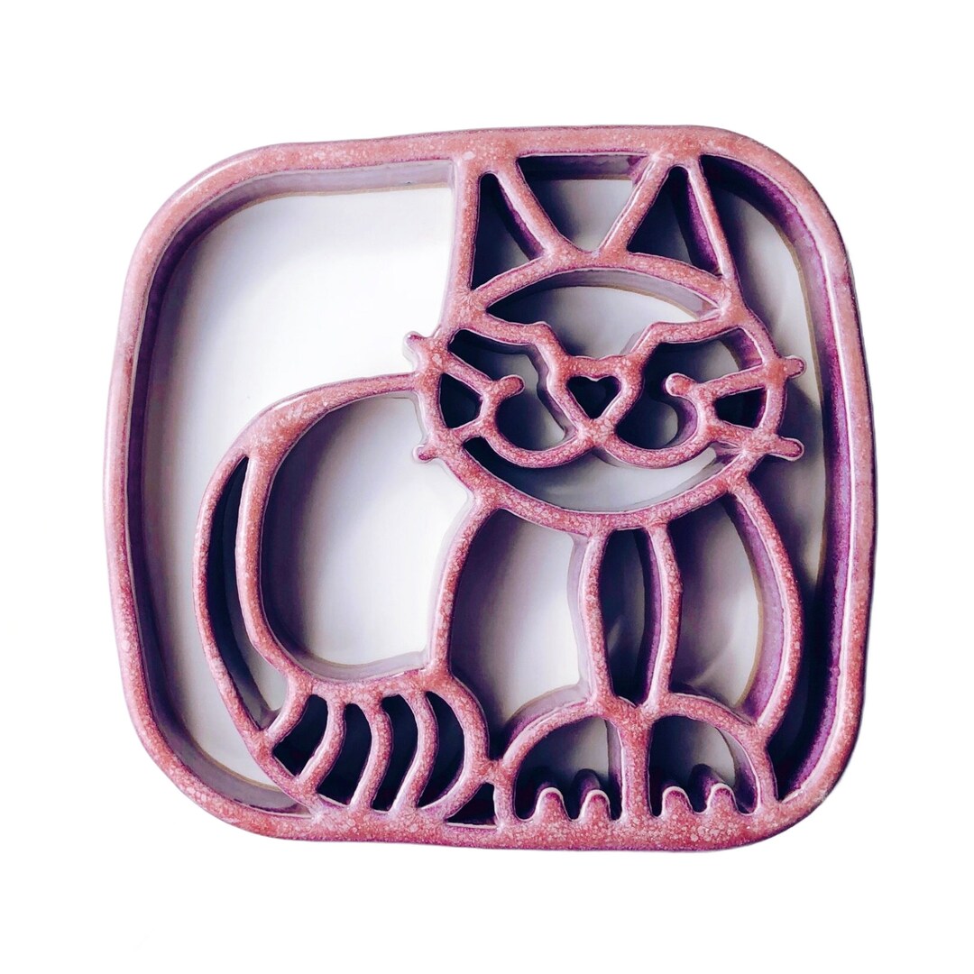 Cat Trivet Handmade Stoneware Pottery Cat Pottery Gifts Handcrafted ...