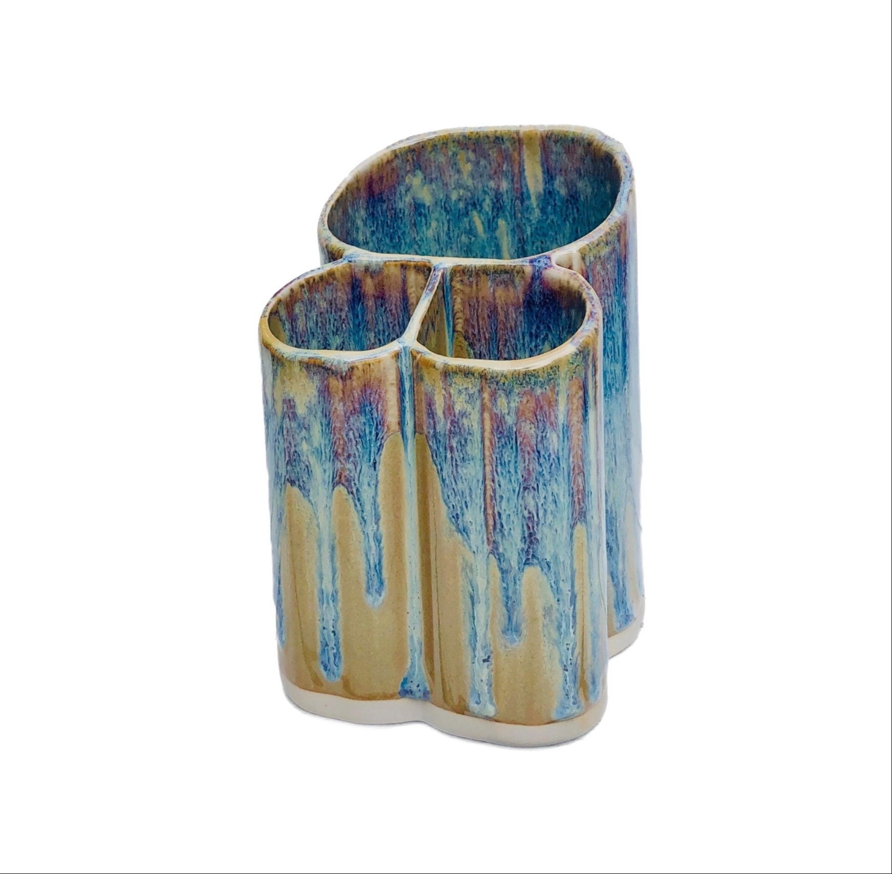 Dual Toothbrush Holder Bathroom Pottery Small Utensil Holder Handmade ...