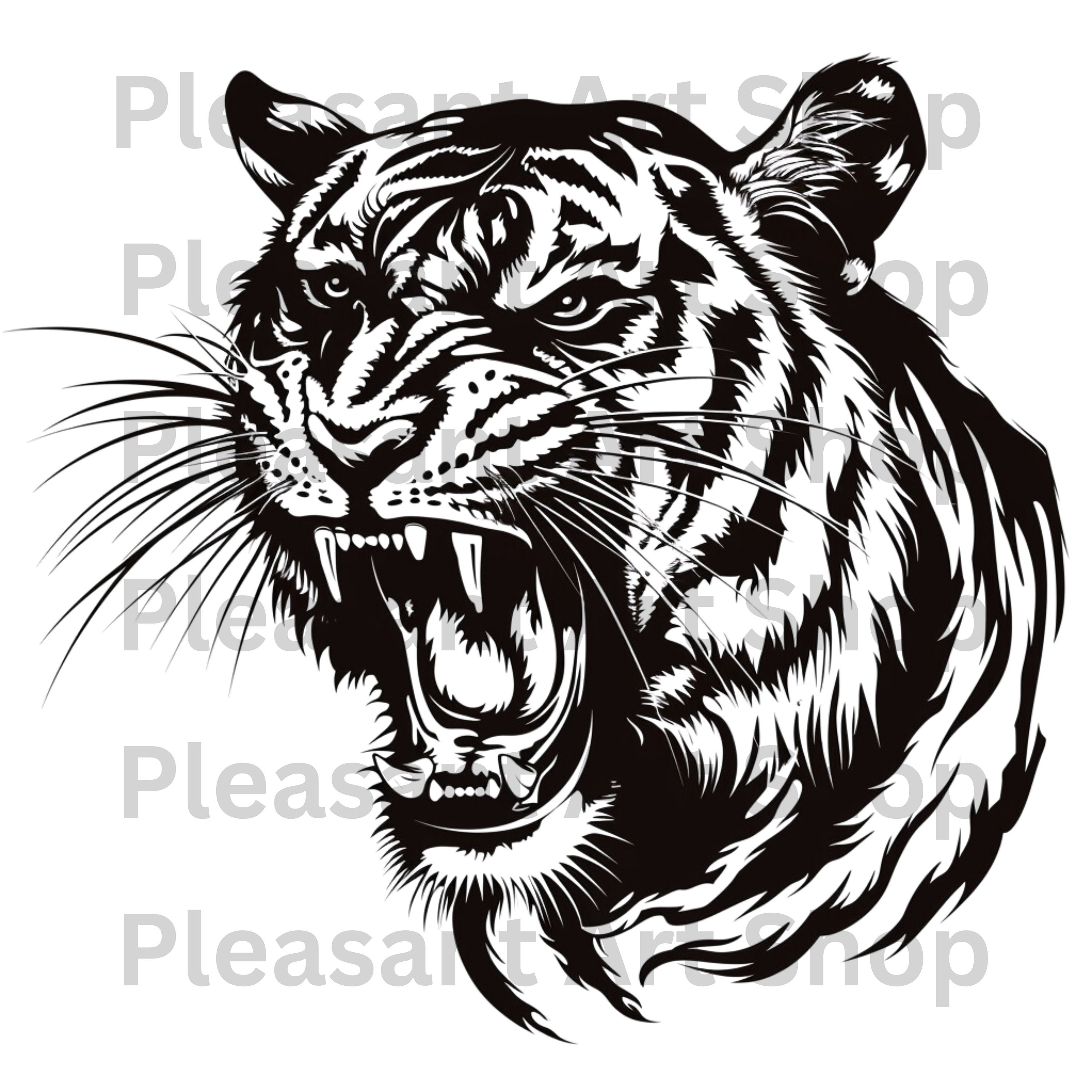 Roaring Tiger Design SVG Tiger Graphic Sublimation Instant Digital ...