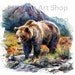 Wildlife Art, Grizzly Bear Watercolor Clipart, Grizzly Bear Clip Art ...