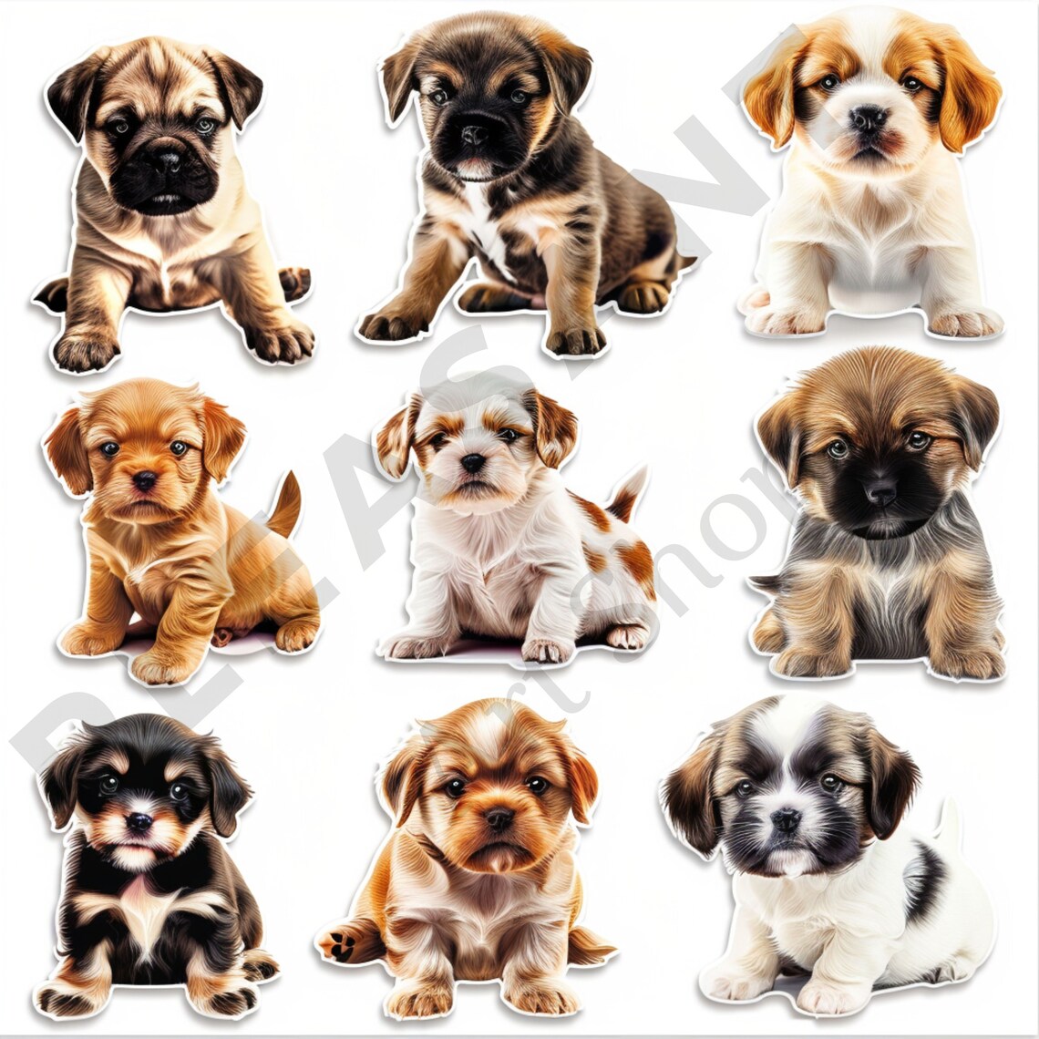 Fussy Cut Cute Puppies, Cute Puppy Dog Download, Scrapbooking, Junk ...
