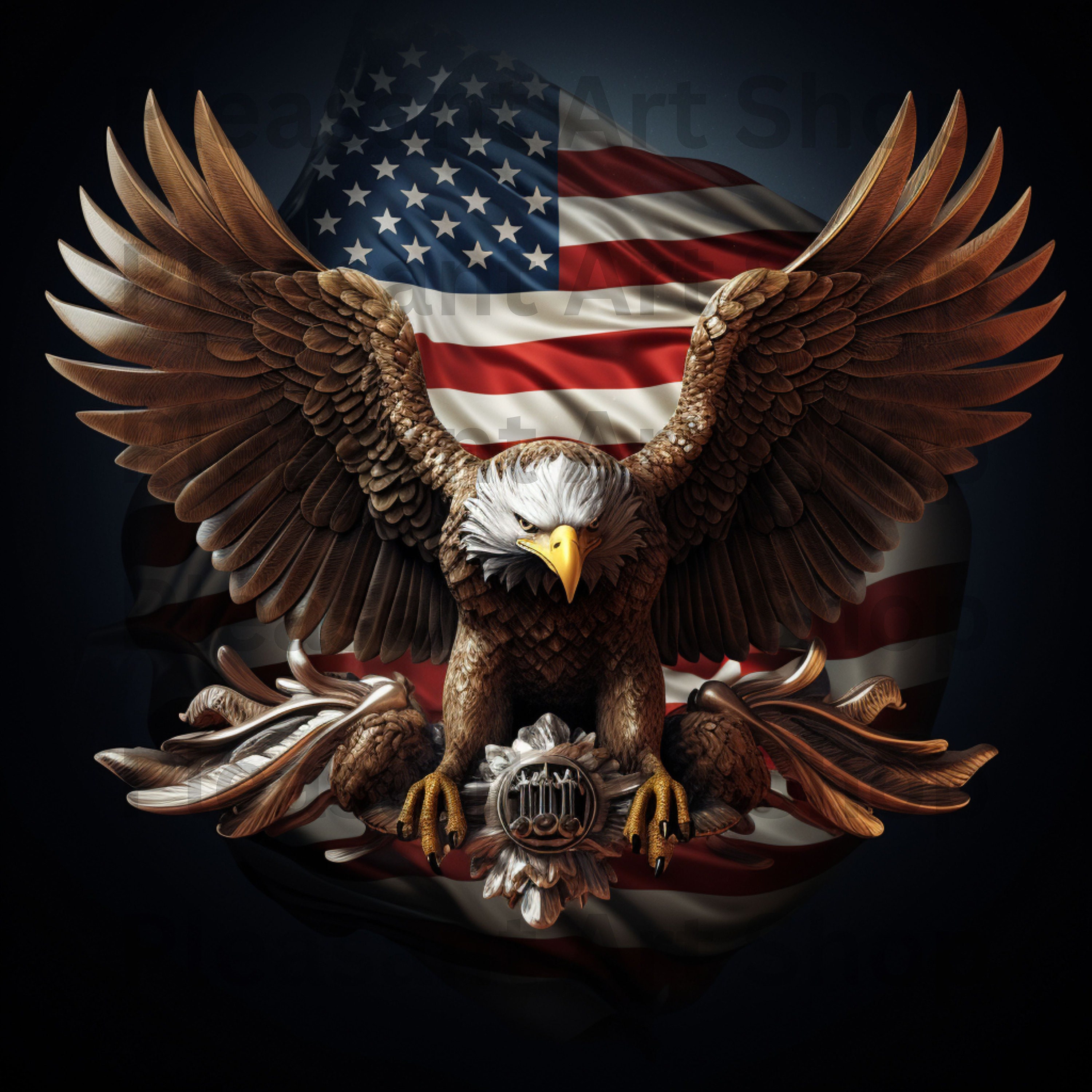 3D American Flag and Eagle Wall Art Sublimation Instant Digital ...