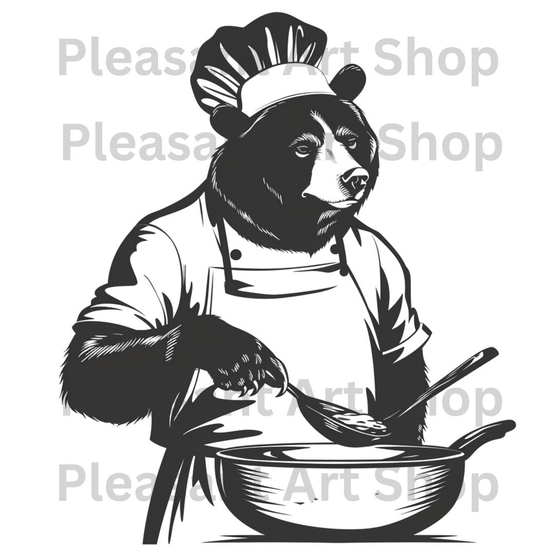 Bear Svg, Chef Bear, Bear Cooking Clip Art File, Bear Png, Bear Clip Art, Instant Download, Bear ...