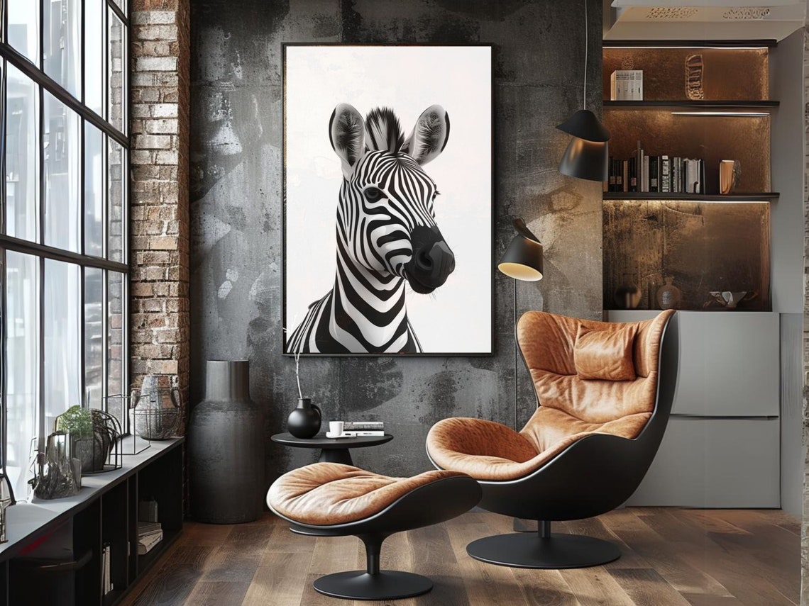 Zebra Printable Art Safari Theme Black and White Wall Decor Wild Animal ...
