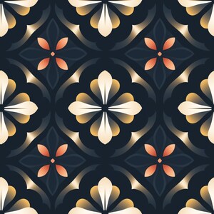 Elegant Seamless Pattern Navy Gold Color Digital Print High Quality ...