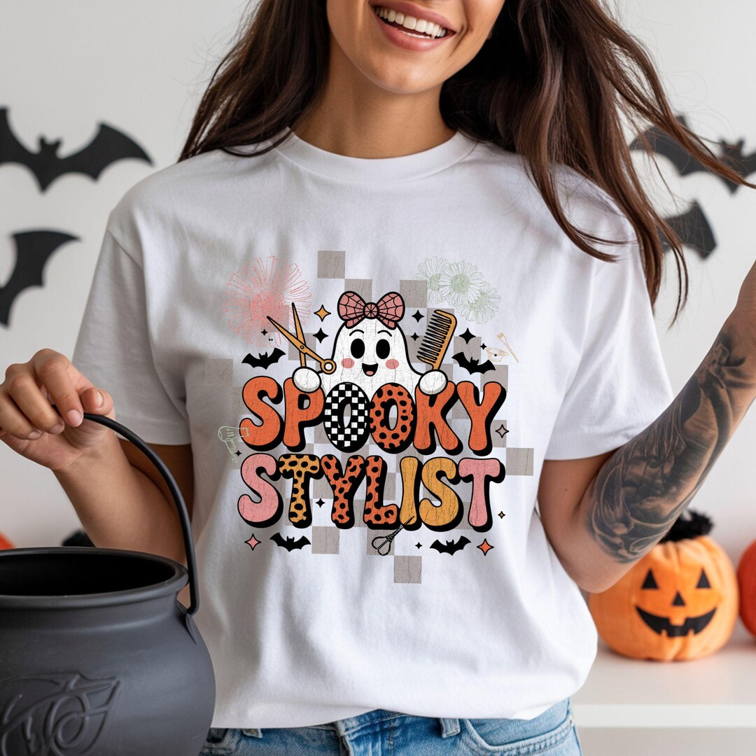 Hairstylist Halloween Ghost PNG, Hair Dresser Shirt PNG, Spooky Stylist Sublimation Design ...
