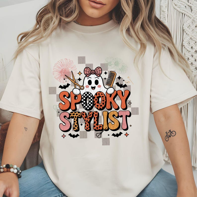 Hairstylist Halloween Ghost PNG, Hair Dresser Shirt PNG, Spooky Stylist Sublimation Design ...