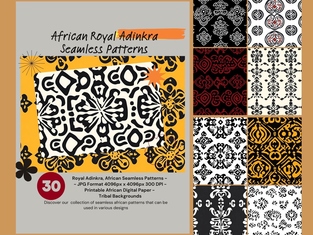 African Adinkra Patterns: Royal Tribal Designs (digital Paper) - Etsy