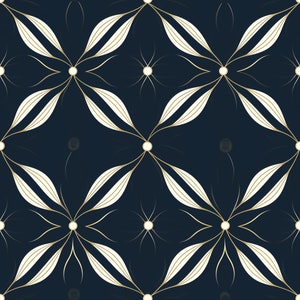 Elegant Seamless Pattern Navy Gold Color Digital Print High Quality ...