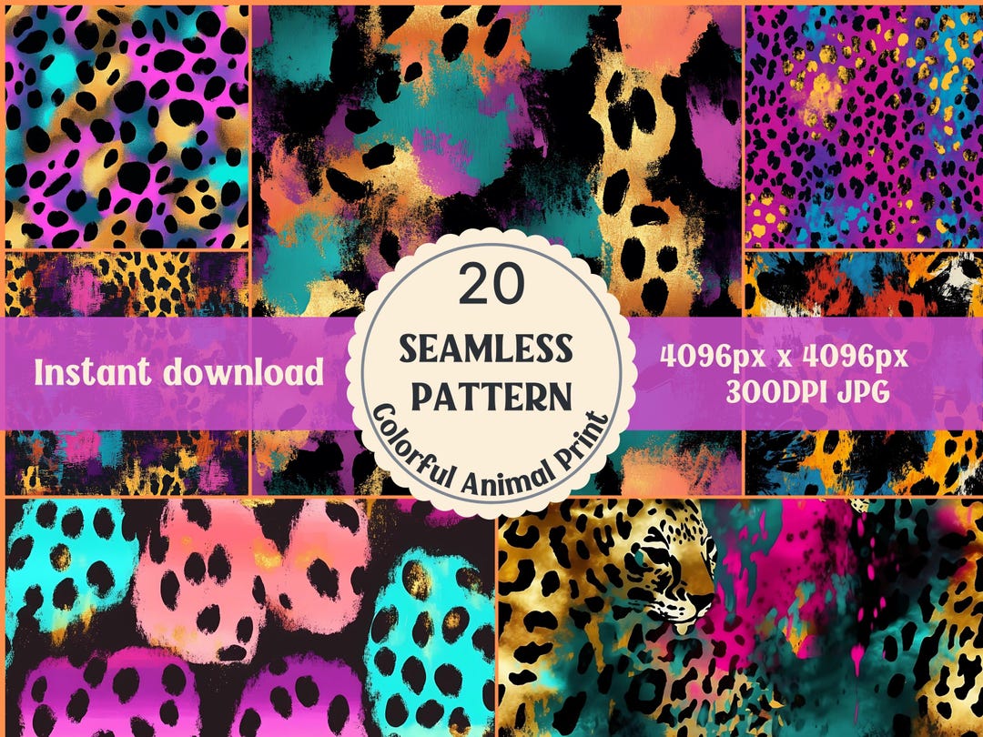 Vibrant Leopard Cheetah Seamless Pattern: Metallic Animal Print ...