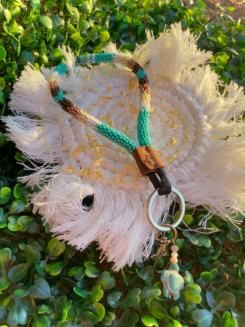 Beaded Keychain, Indigenous Made Keychain, Turquoise Keychain, Wristlet ...