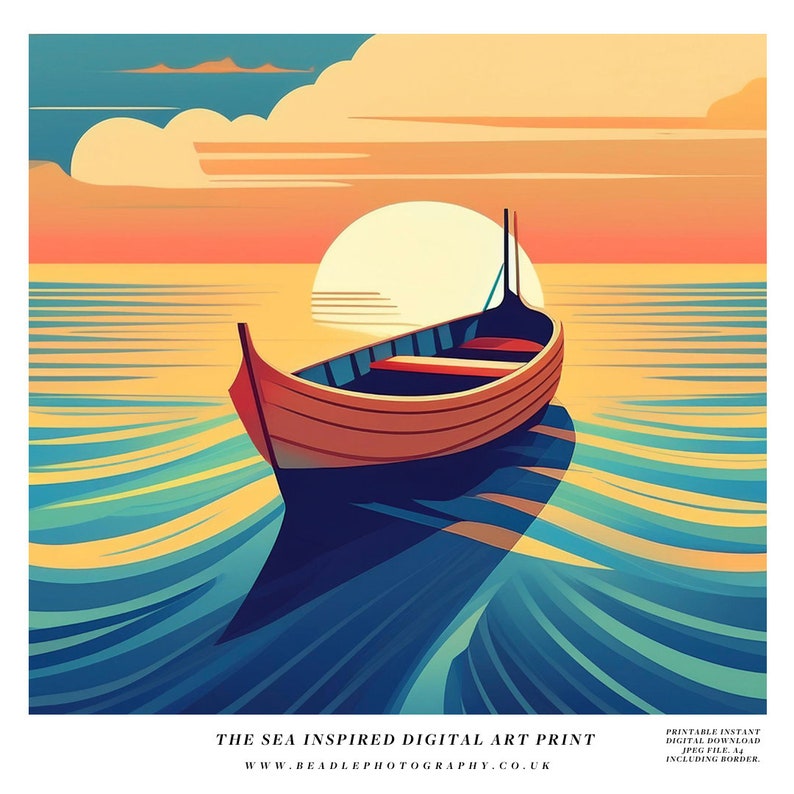 Vintage Poster Inspired Artwork of Sailing on the Sea. Digitally ...