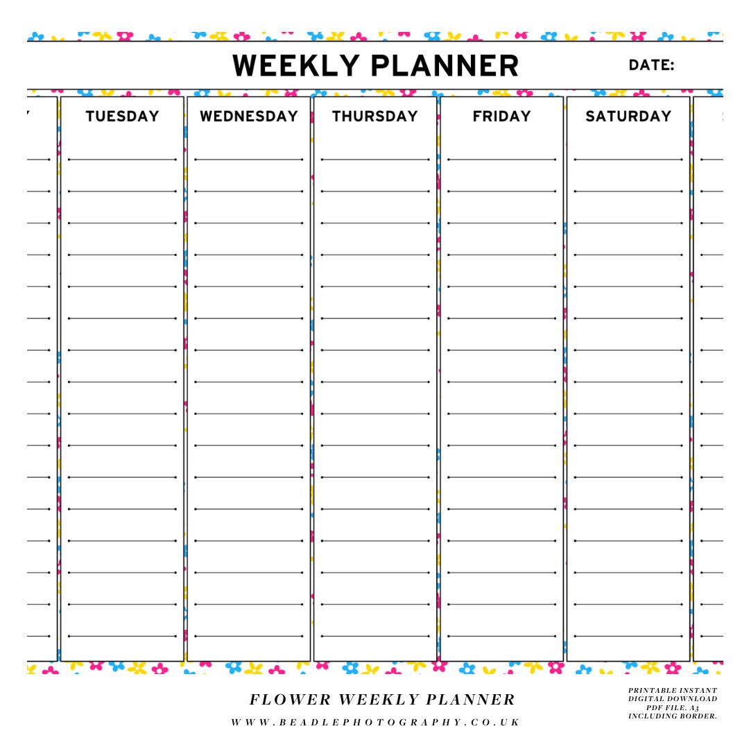 Flower Weekly Planner. Instant Digital Download. Printable PDF ...