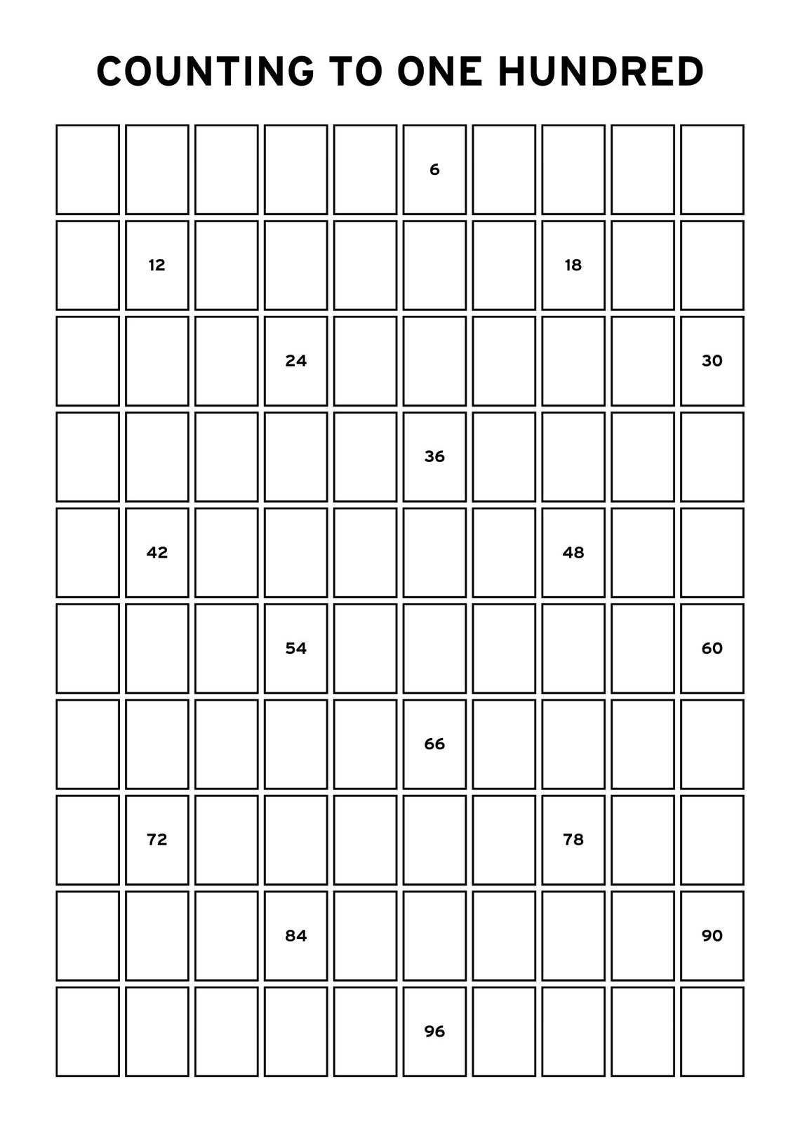 Counting to 100 Worksheet. Portrait. Instant Digital Download ...