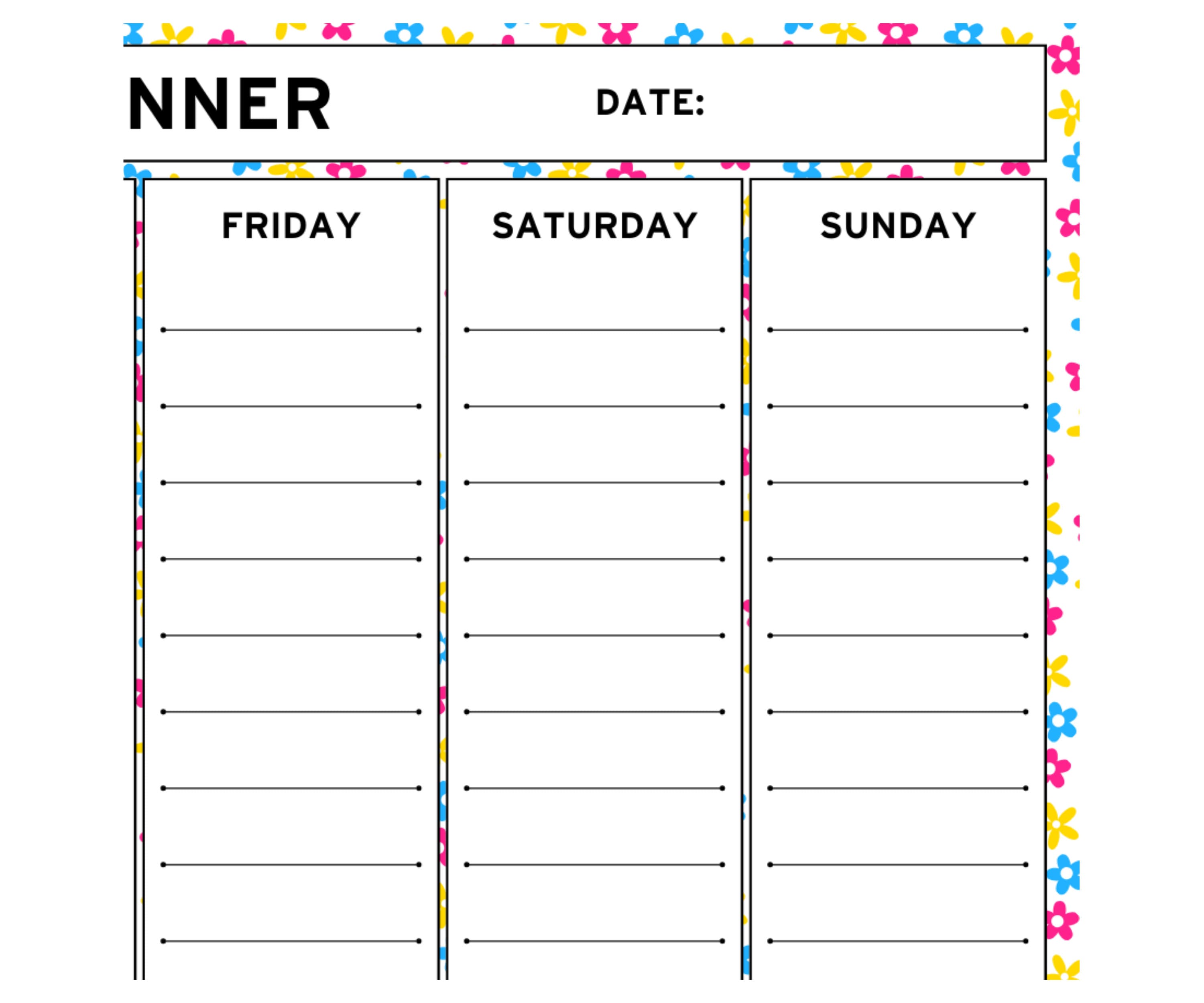 Flower Weekly Planner. Instant Digital Download. Printable PDF ...