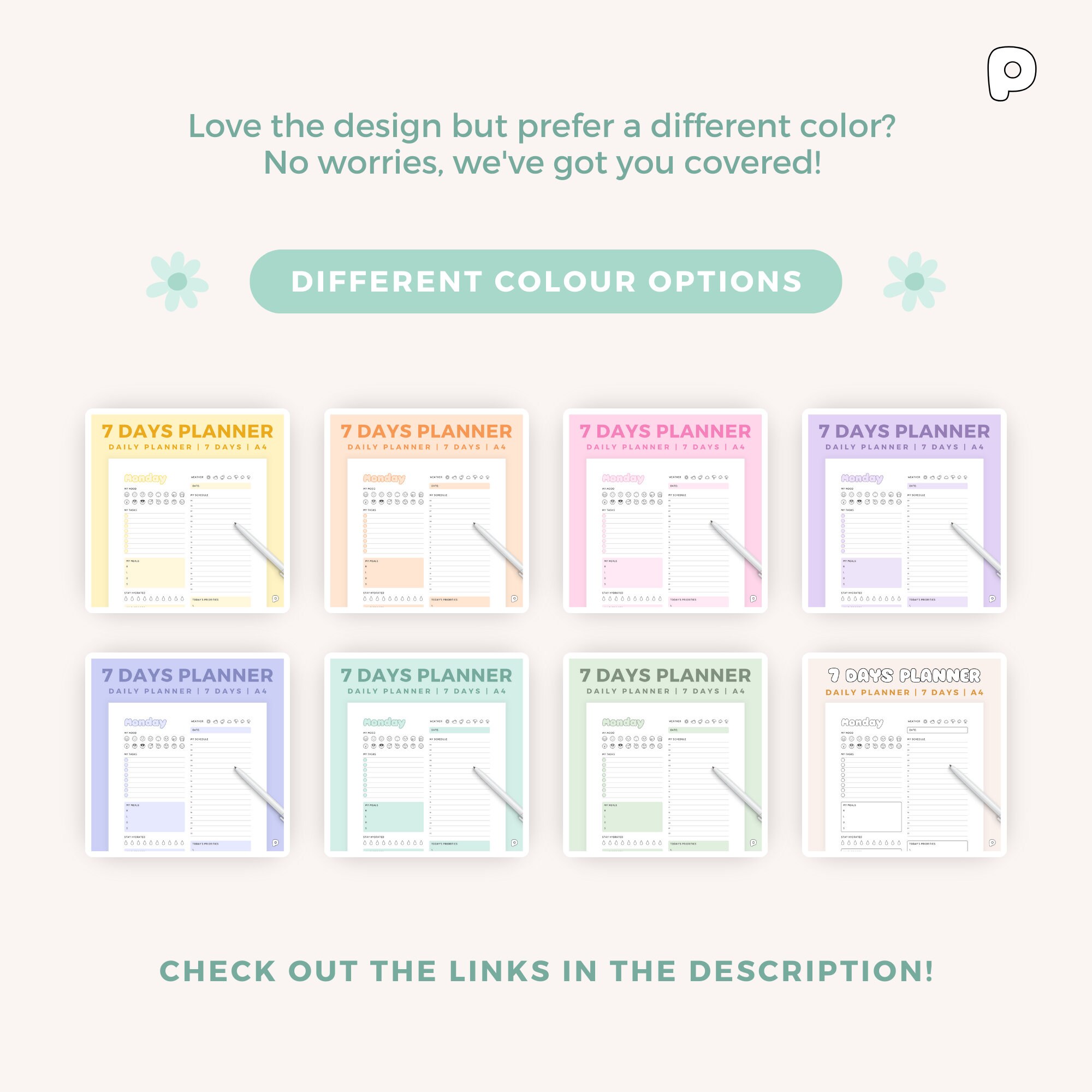 Daily Planner 7 Days Planner Printable Weekly Planner Daily to Do List ...