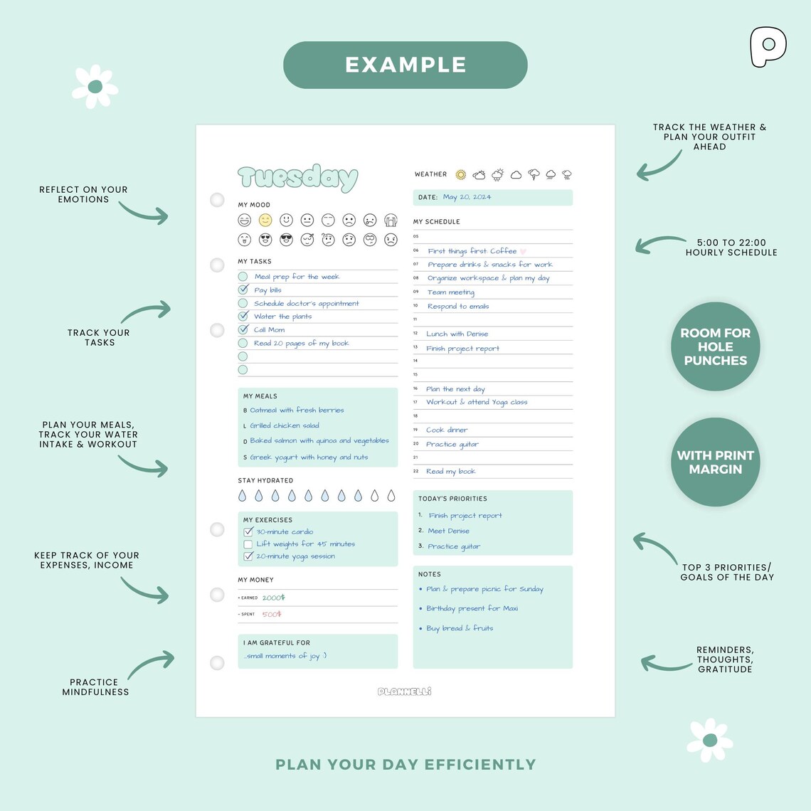 Daily Planner | 7 Days Planner Printable | Weekly Planner | Daily to Do ...