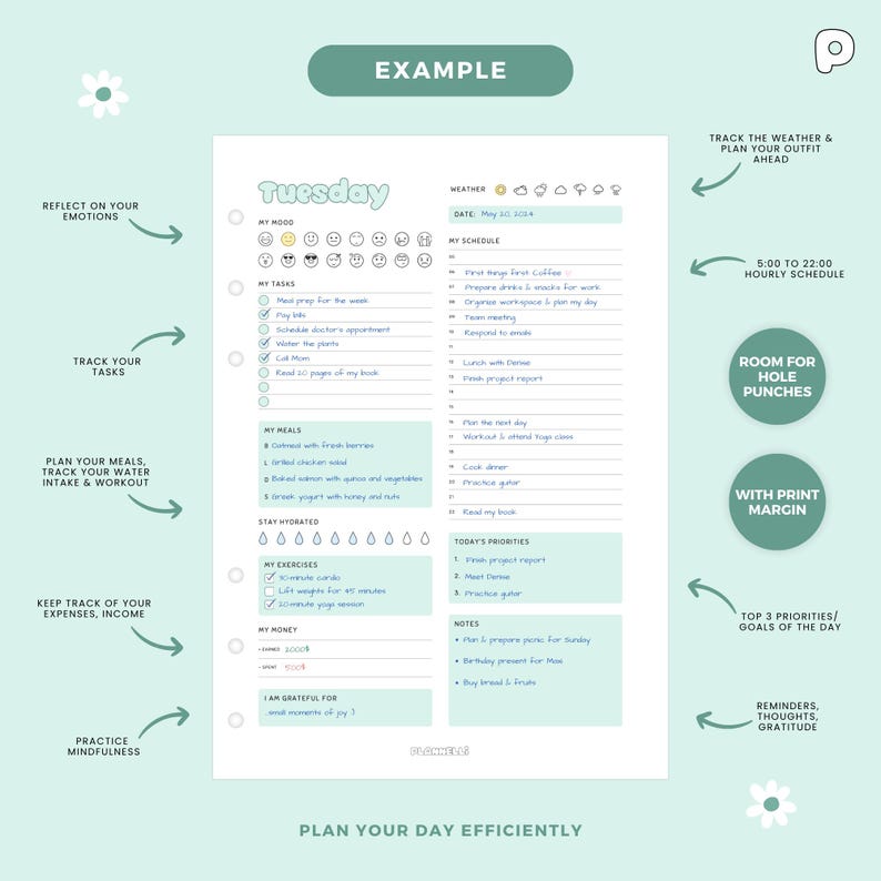 Daily Planner | 7 Days Planner Printable | Weekly Planner | Daily to Do ...