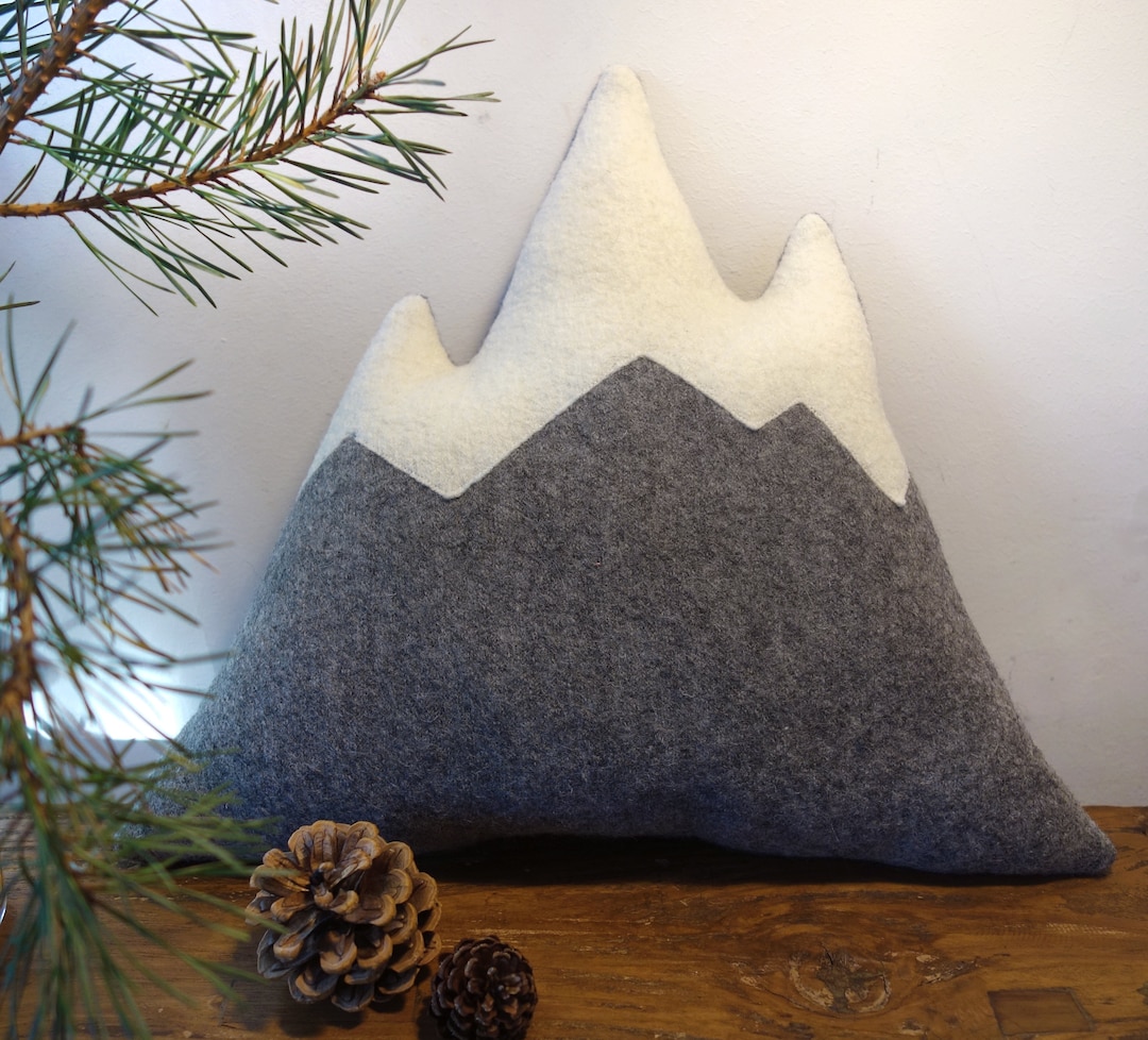 Mountain Pillow Made of Wool Felt, Pillow Made of Wool, Mountain Motif ...