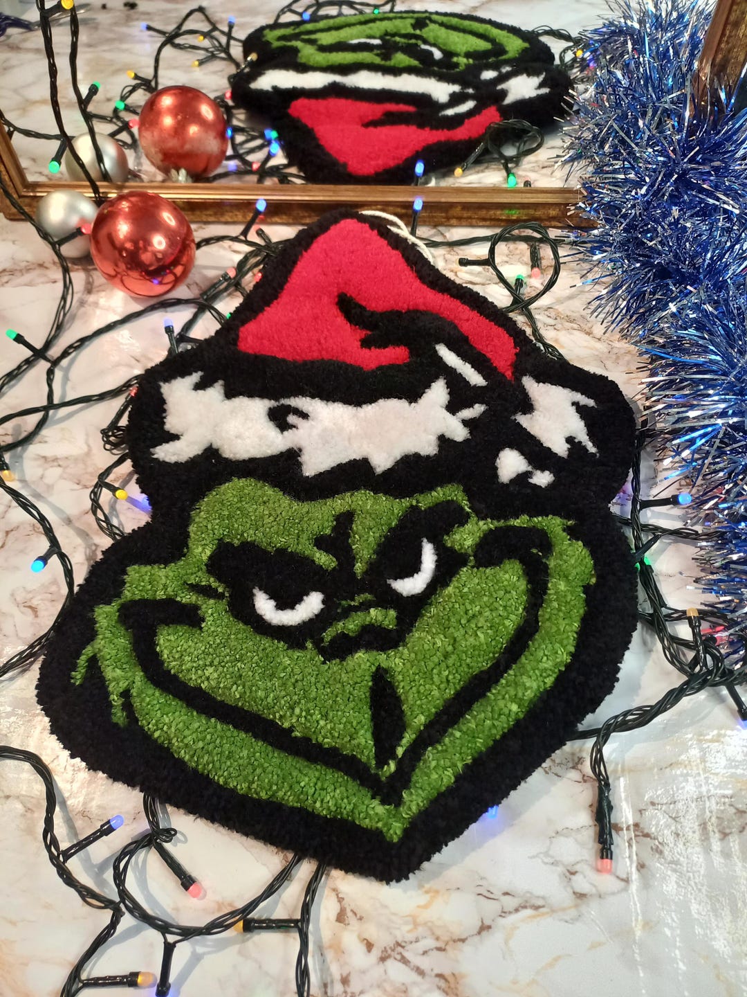 Grinch Tufted Rug for Home Decor on Wall or Doors, Handmade Christmas ...