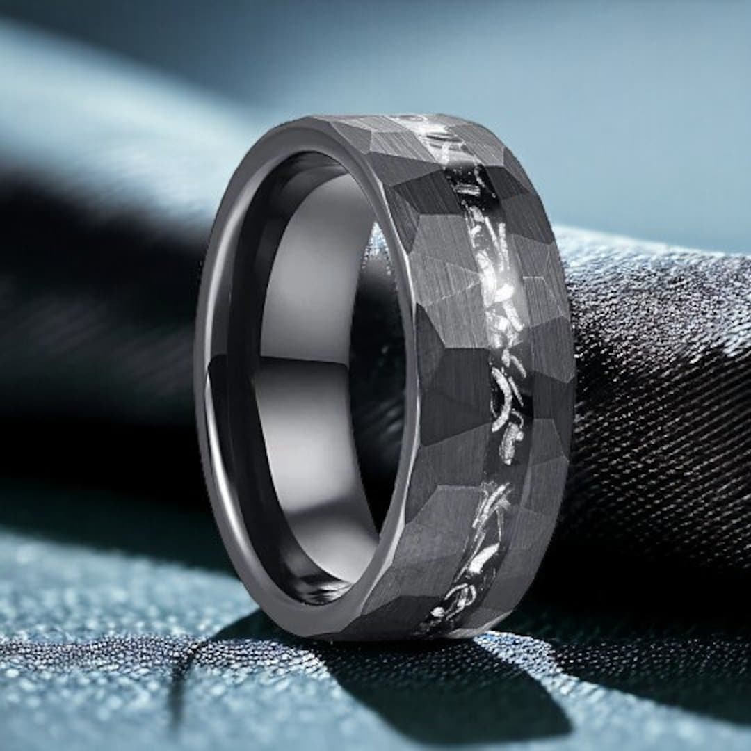 Meteorite Ring, Meteorite Ring Men, Tungsten Ring, Ring for Men, Mens ...