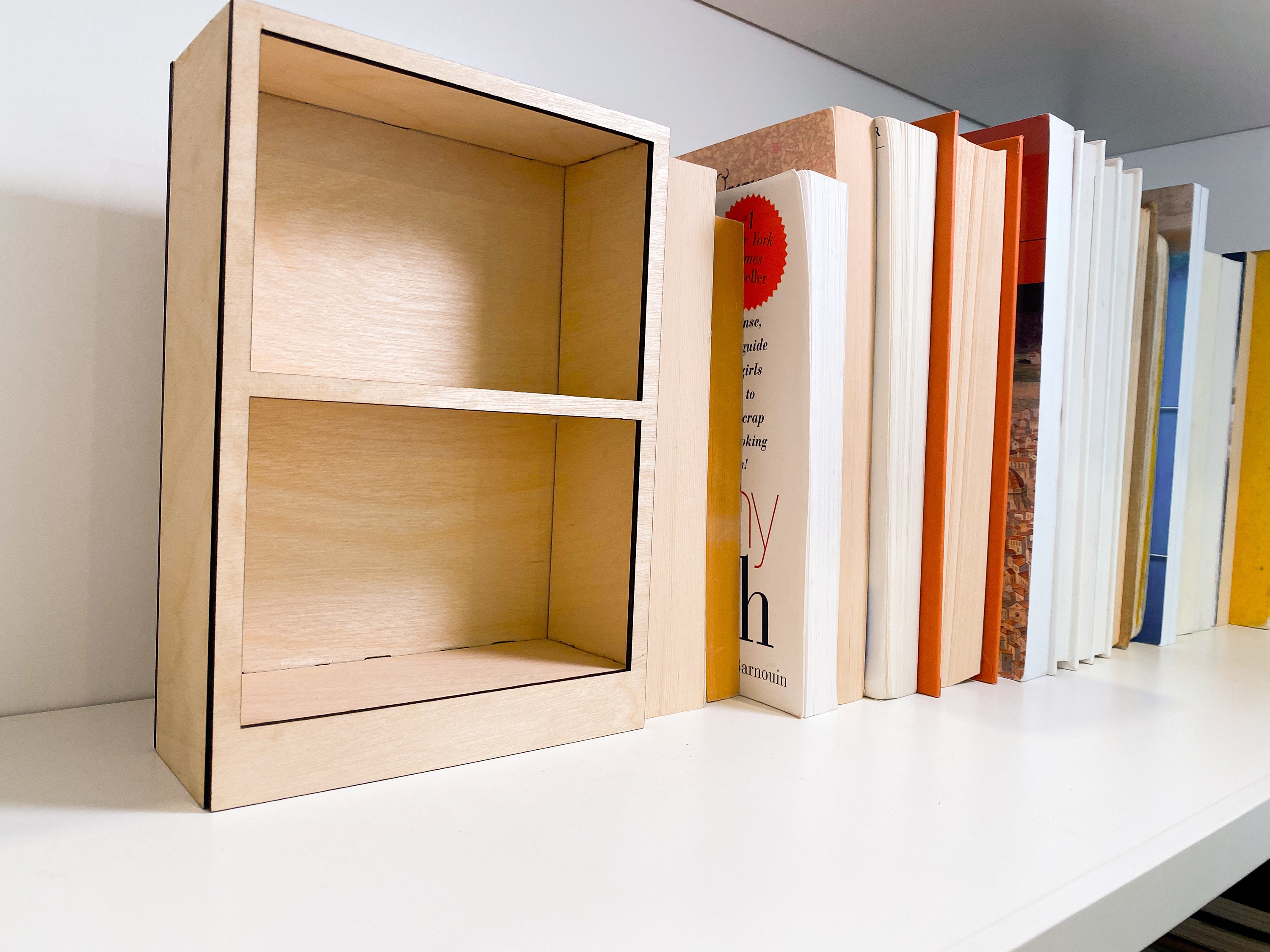 Mini Bookshelf for Tiny Books, Bookend Wood Bookshelf Small Custom Book ...