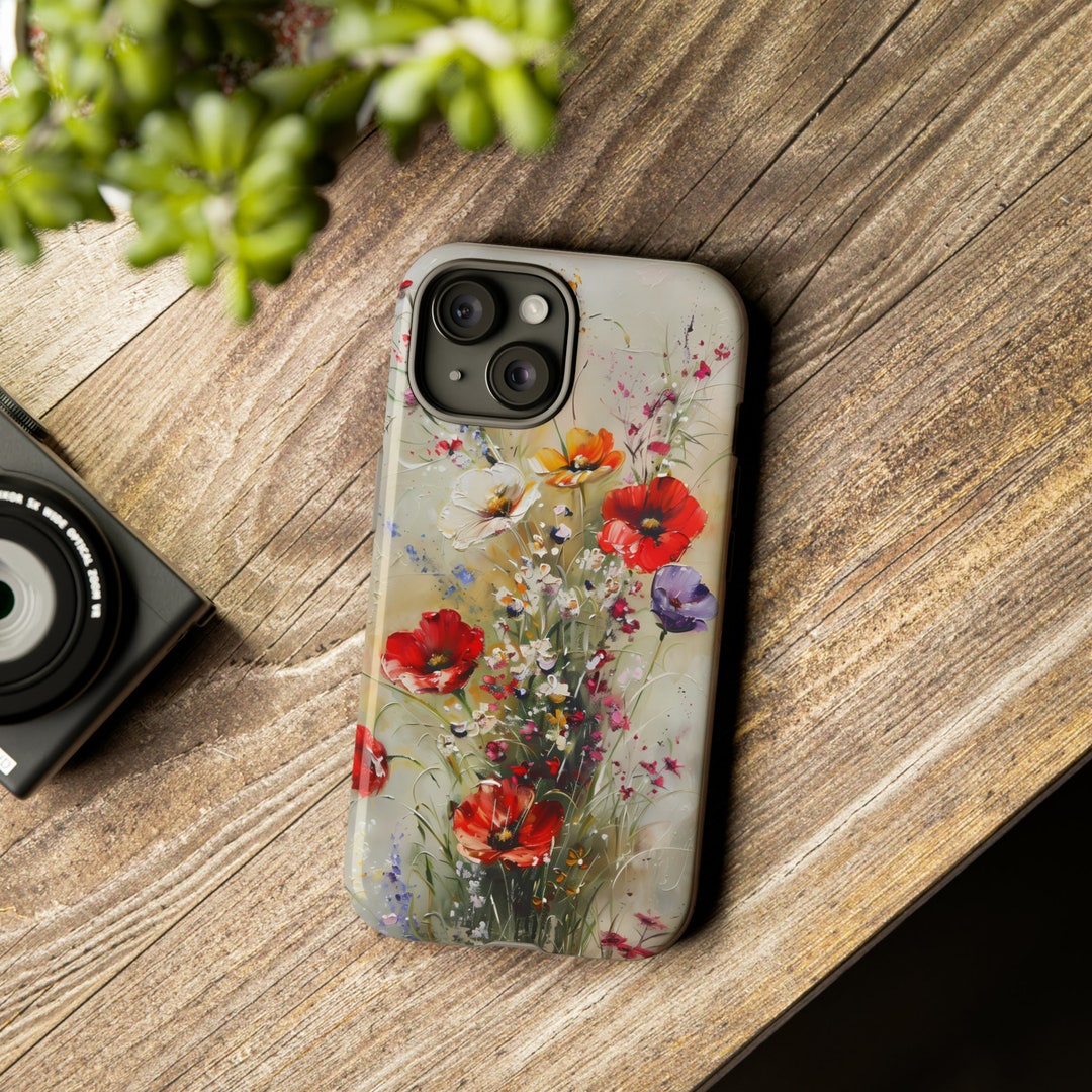 Painted Wildflower Phone Case: Dual Layer Protective Floral Design - Etsy