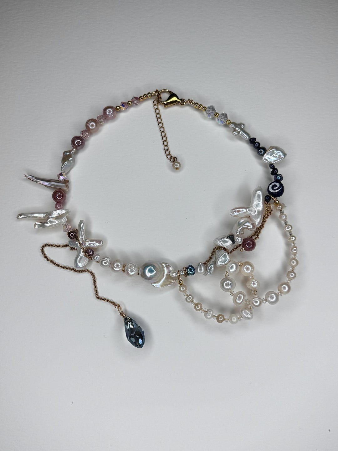 Virelai - Baroque Cross Pearl, Freshwater Pearl, Gemstone Beaded ...