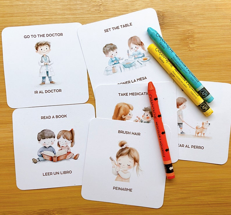 Printable Spanish / English 24 Routine Cards | Montessori Flash Cards ...