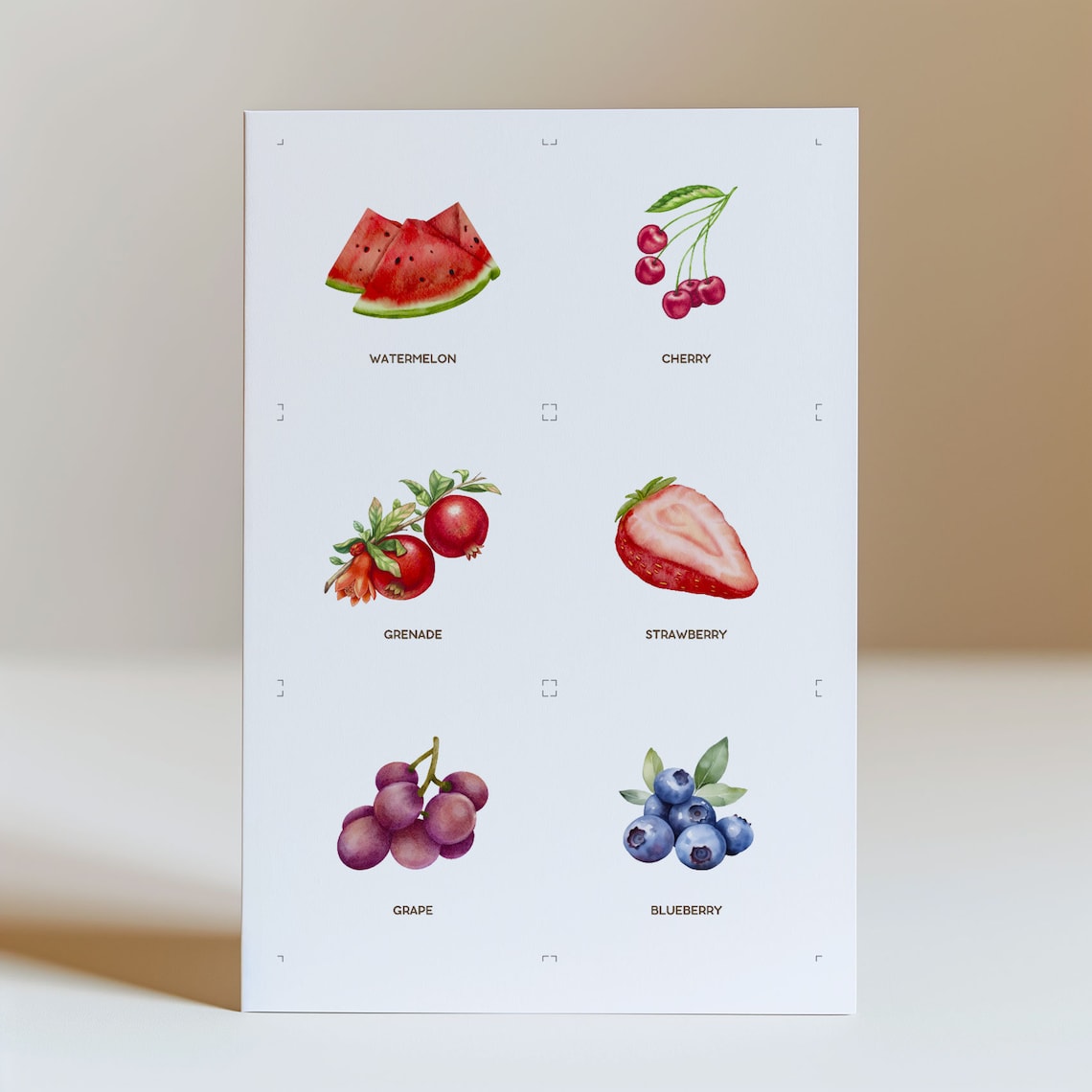 Set of 15 Printable Fruit Cards – Watercolor Illustrations for Teaching ...