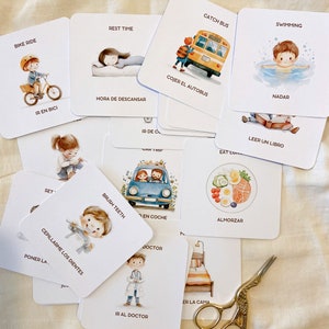 Printable Spanish / English 24 Routine Cards | Montessori Flash Cards ...