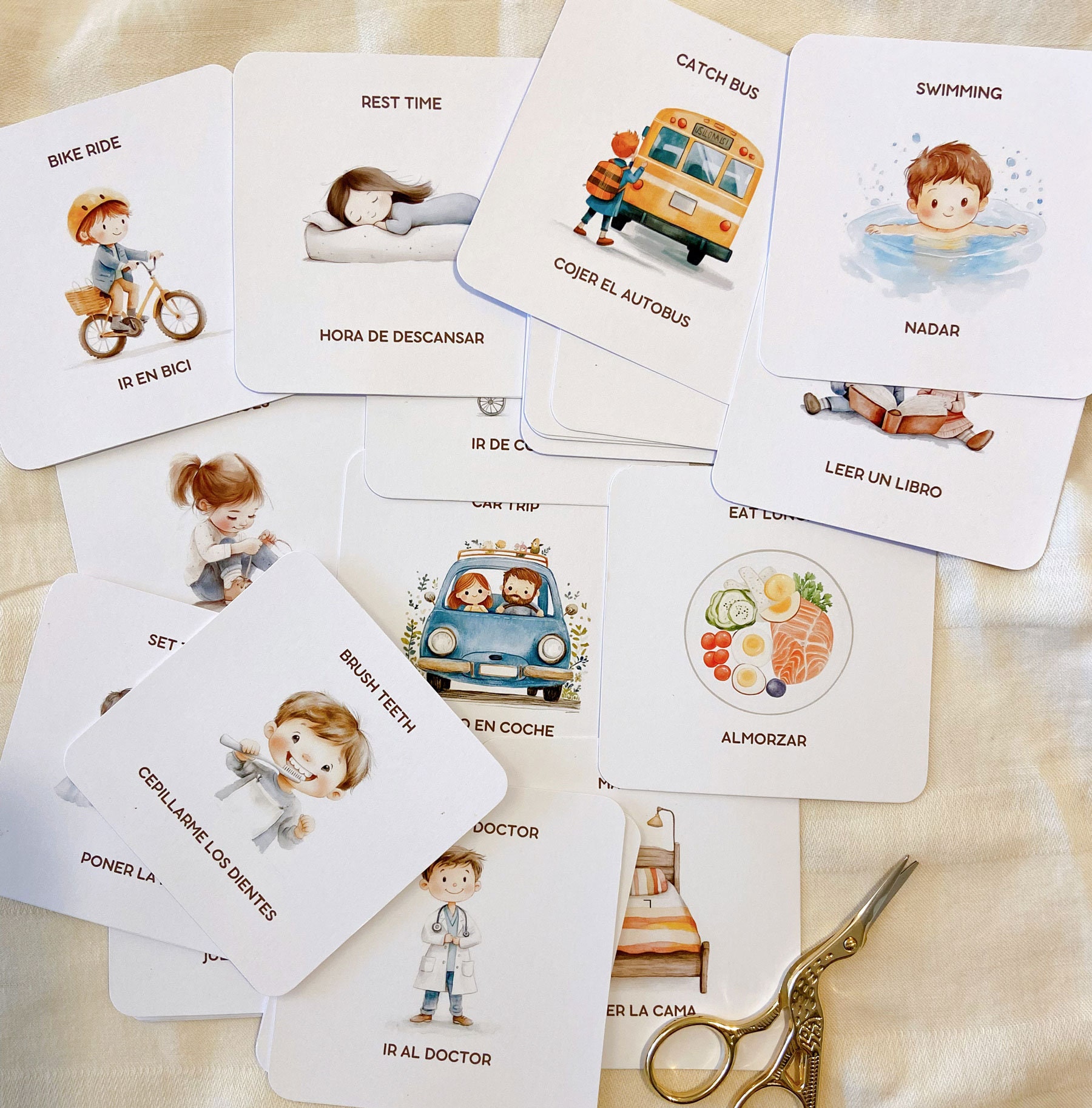 Printable Spanish / English 24 Routine Cards | Montessori Flash Cards ...
