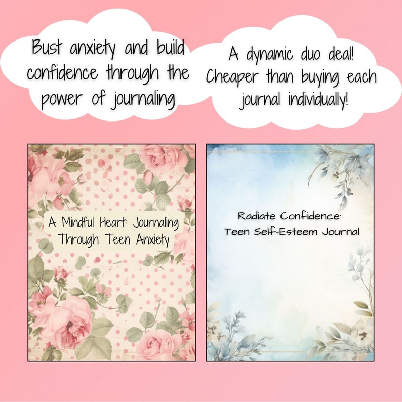 Teen Girl Mental Health Duo - Anxiety Journal AND Self-esteem Journal ...