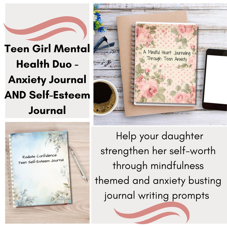 Teen Girl Mental Health Duo - Anxiety Journal AND Self-esteem Journal ...