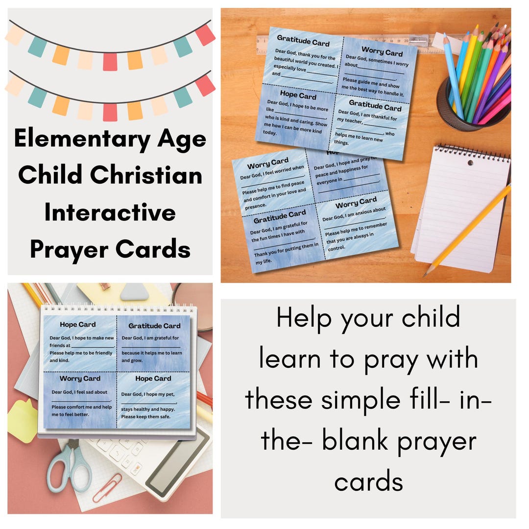 Elementary Age Child Christian Interactive Prayer Cards Edition 1 - Etsy