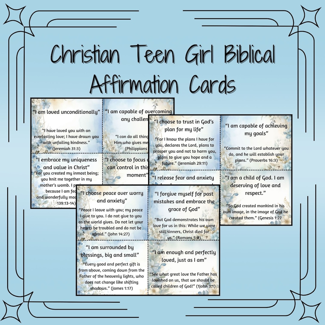 Christian Teen Girl Biblically Based Affirmation Cards - Etsy