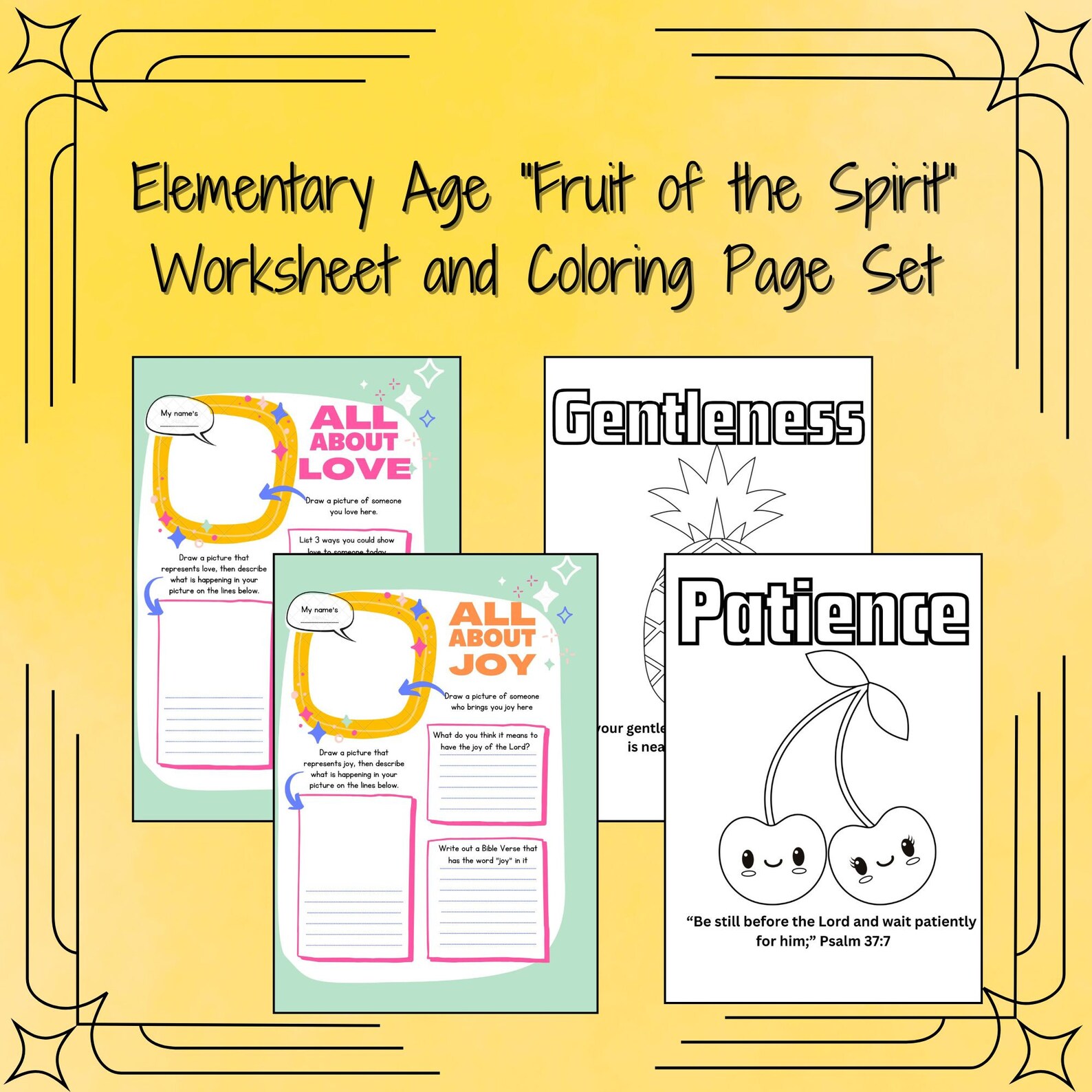 Fruit of the Spirit Christian Home School Worksheet and Coloring Page ...