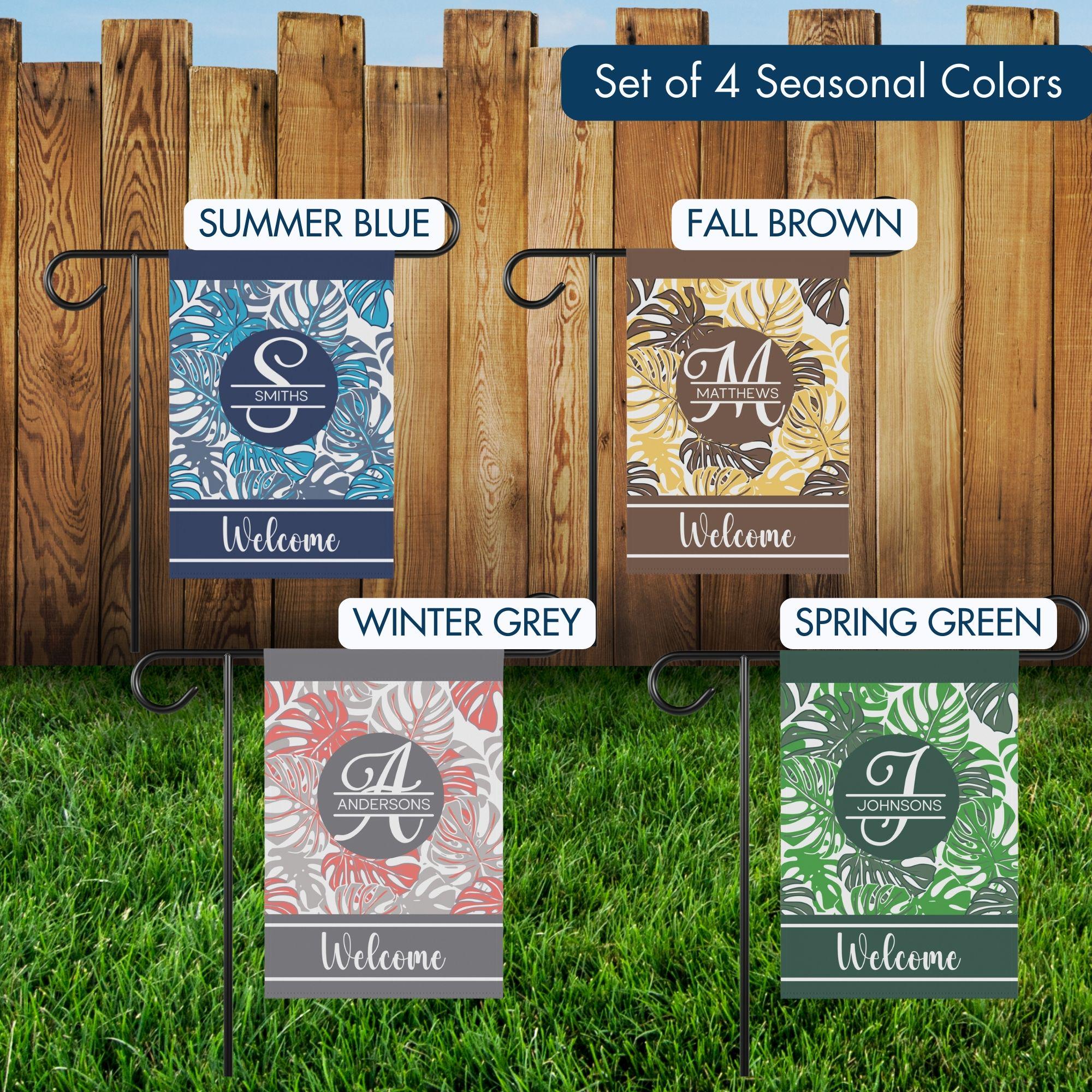 Coastal Monogram Welcome Flag, Custom Name Coastal Garden Flags ...