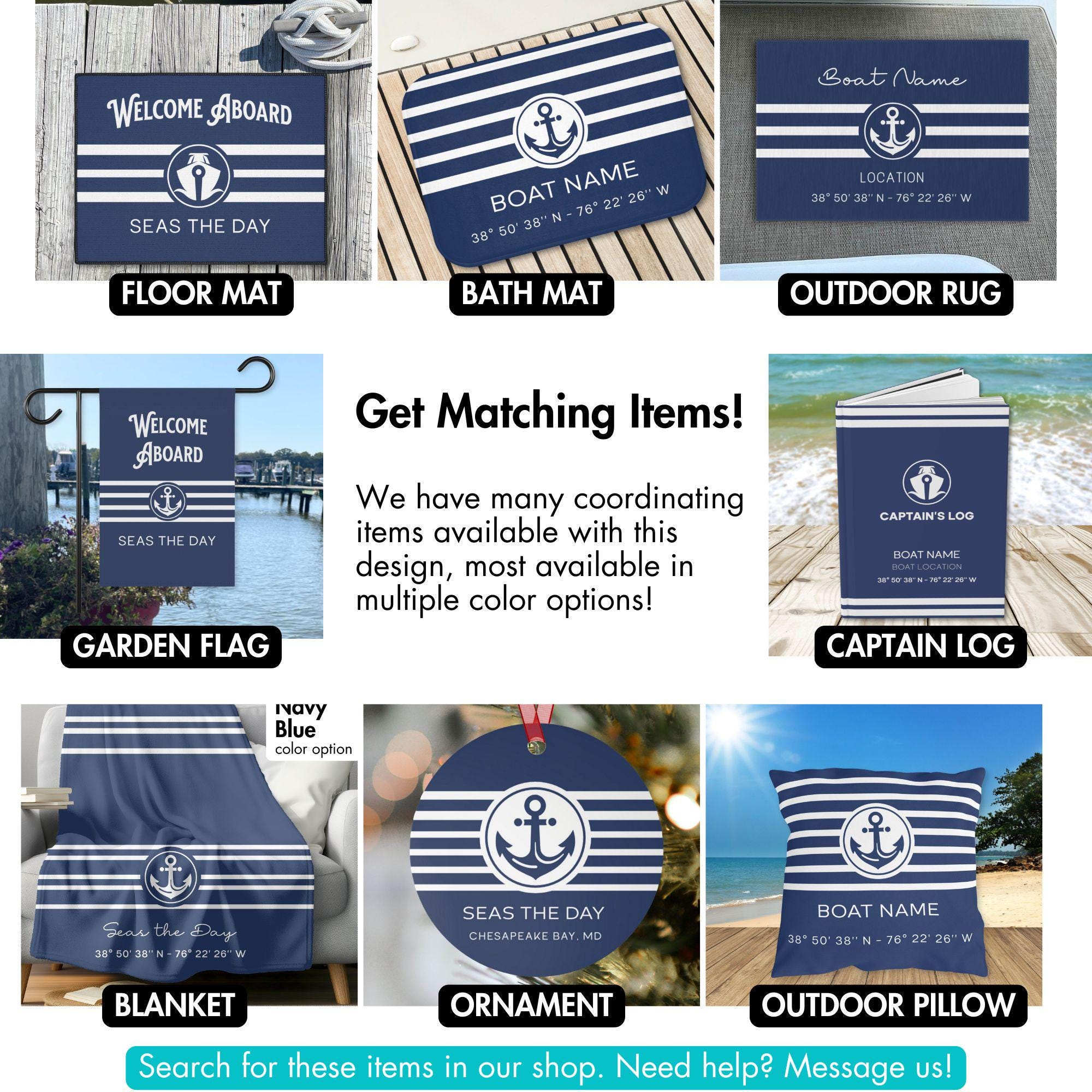 Custom Outdoor Boat Rug, Boat Name Location Rug, Personalized Boat Mat ...