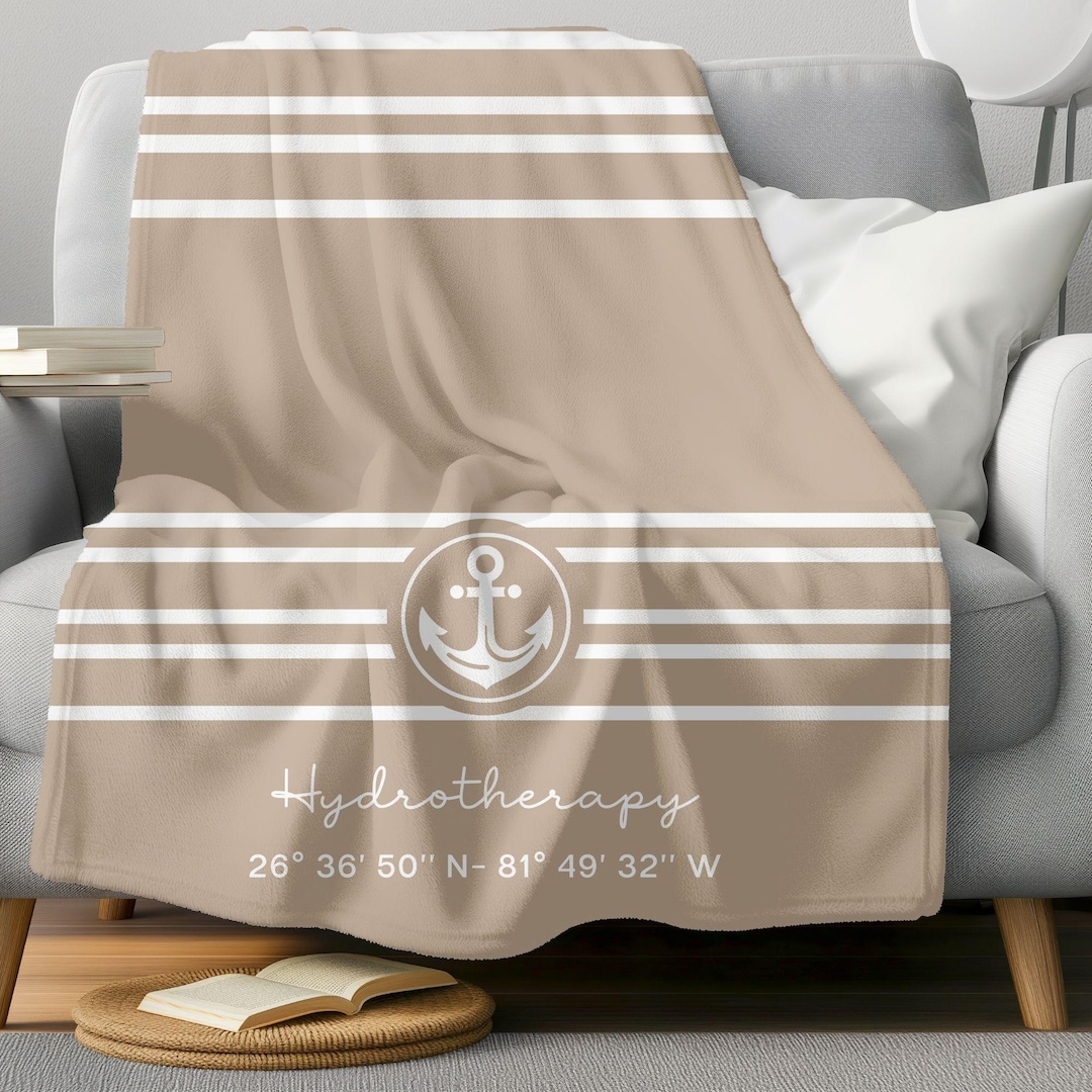 Nautical Blanket, Linen Custom Boat Blanket, Boat Bedding, Anchor Plush ...