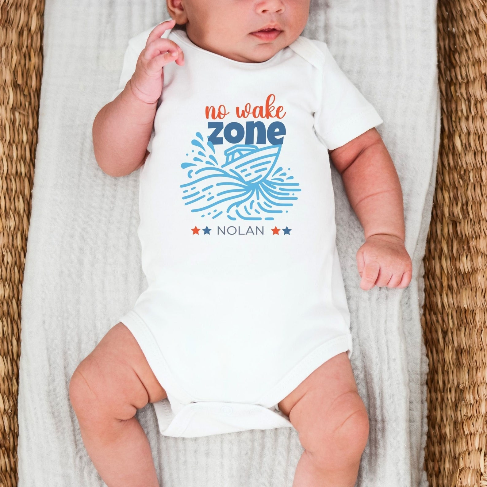 Nautical Baby One Piece No Wake Zone, Custom Baby Boat Gift, Baby Boat ...