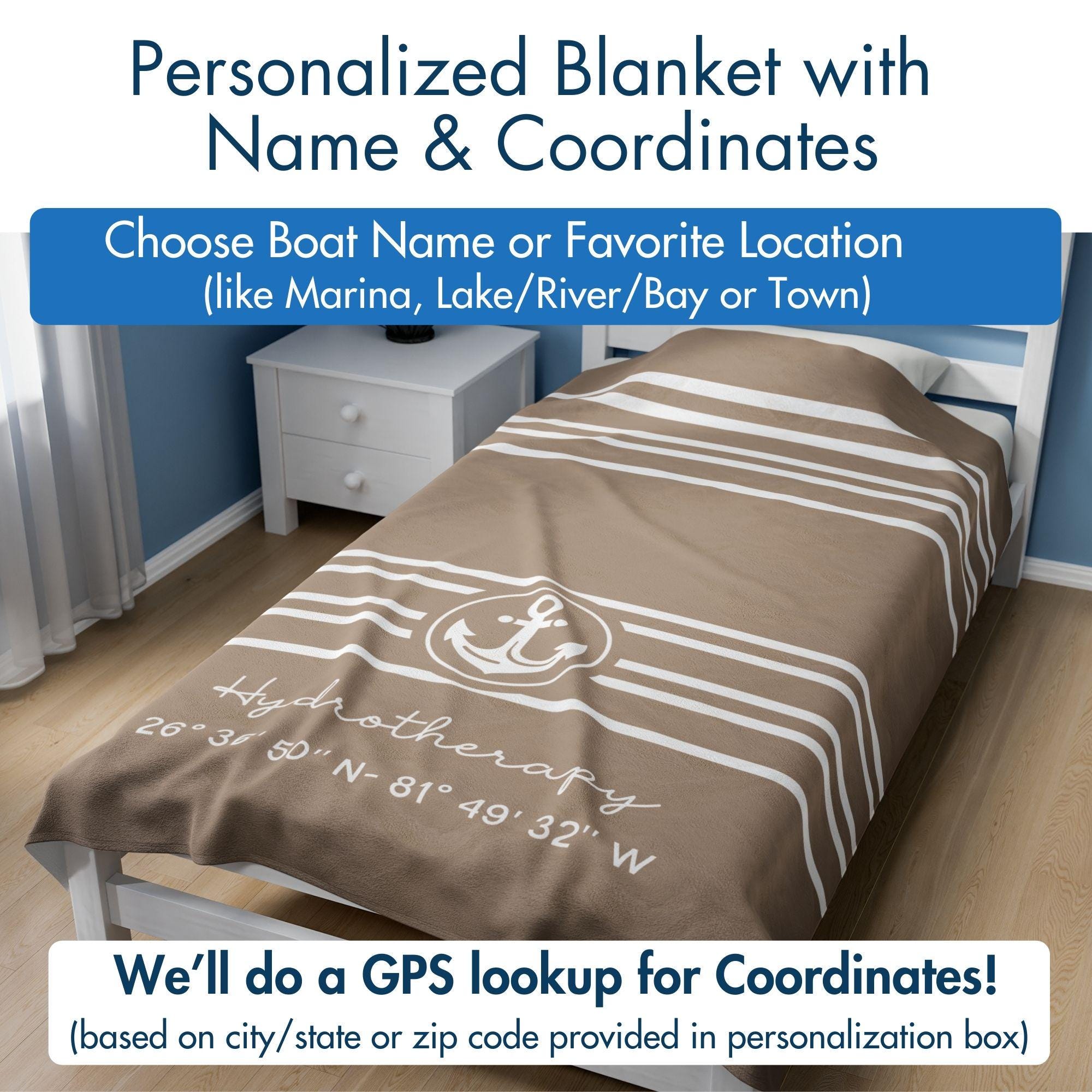 Nautical Blanket, Linen Custom Boat Blanket, Boat Bedding, Anchor Plush ...