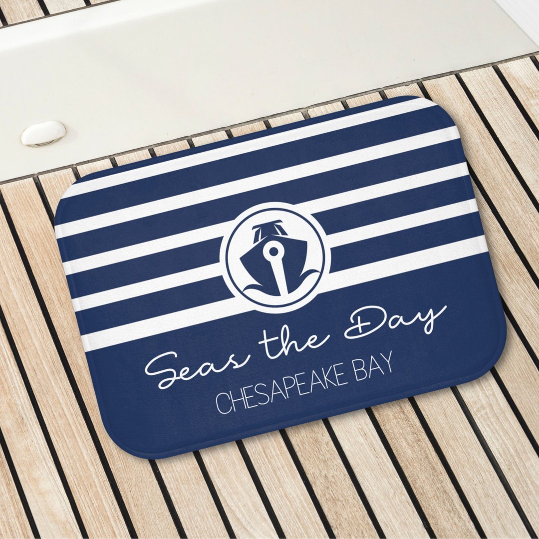 CUSTOM Boat Name Mat, Personalized Boat Accessories, Nautical Bath Mat ...