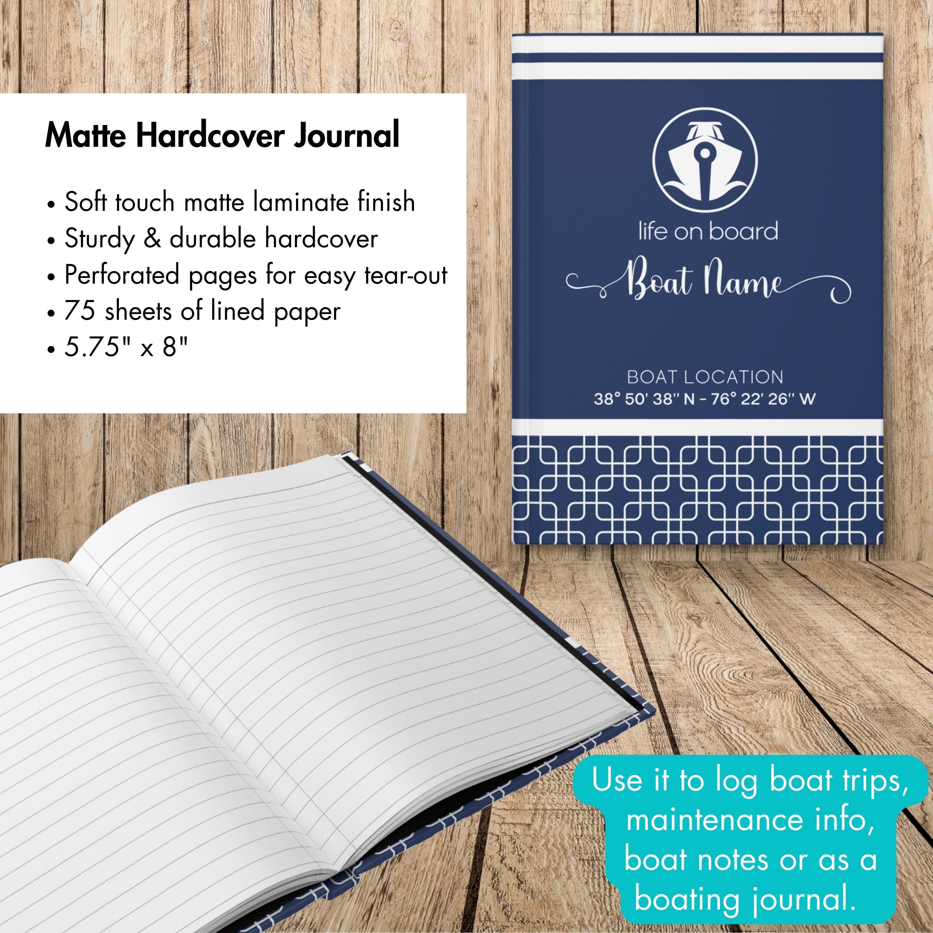 Boat Log Book, Boat Gift, Boat Accessories, Boat Journal, Boat Notebook ...