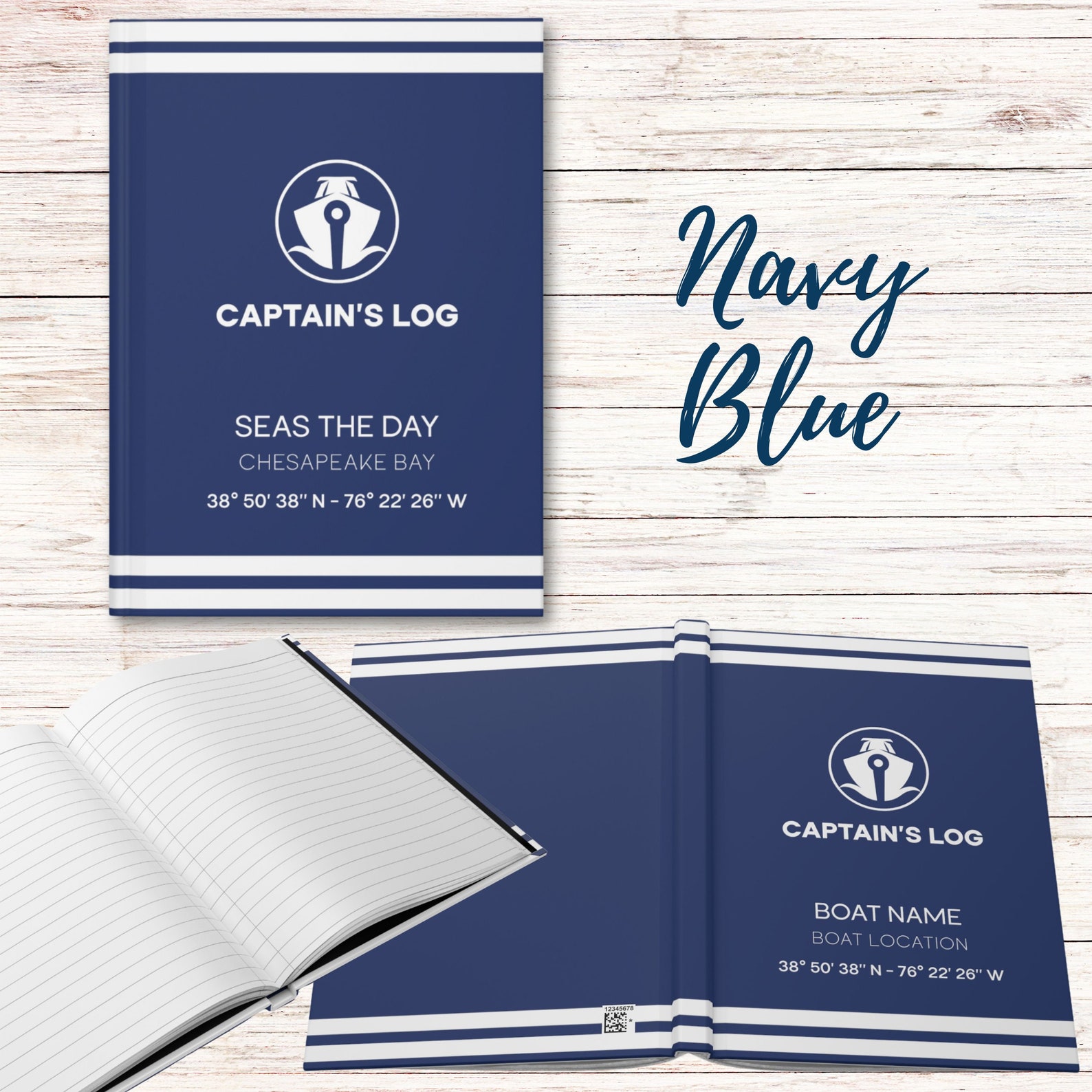 Boat Captain's Log Book, Custom Boat Name Log, Boat Notebook, Boating ...